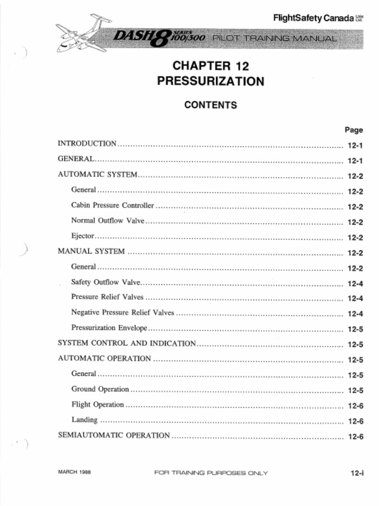 DH8A & DH8C Pressurisation Flight Safety Canada | PDF