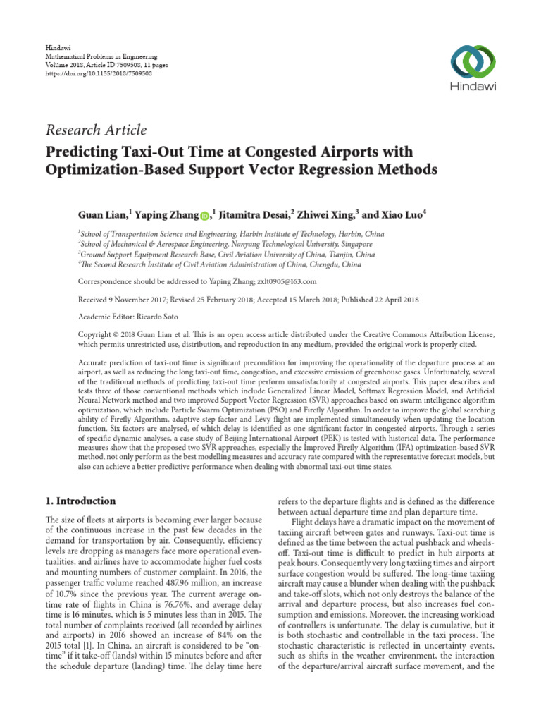 Predicting Taxi-Out Time at Congested Airports With Optimization Based ...