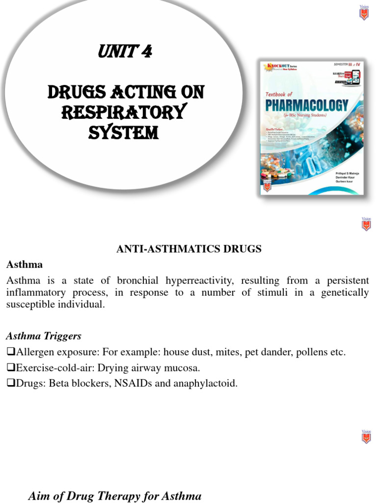 PHARMACOLOGY VOLUME 1 UNIT 4 Drugs Acting On Respiratory System | PDF ...