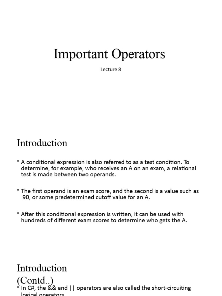 6-Important Operators | PDF | Computer Programming | Logic