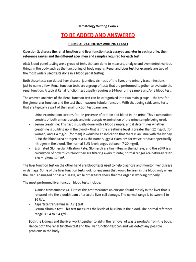 Study Sheet | PDF | Kidney | Creatinine