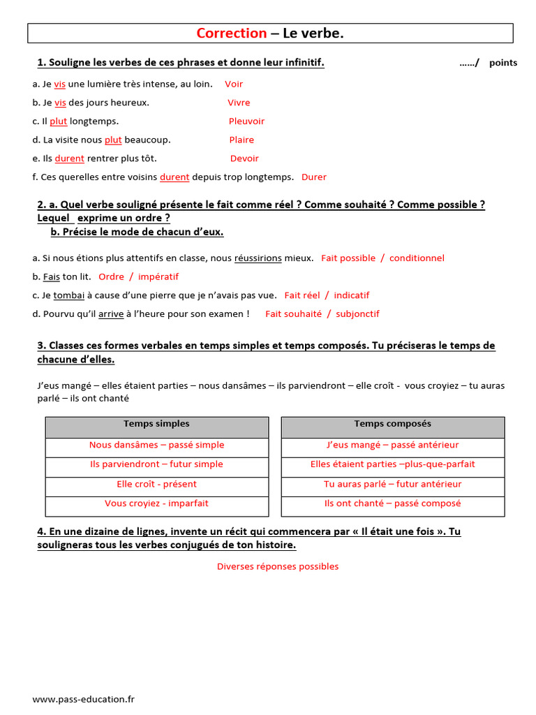 Correction des verbes et conjugaisons | PDF | Arts du langage et ...