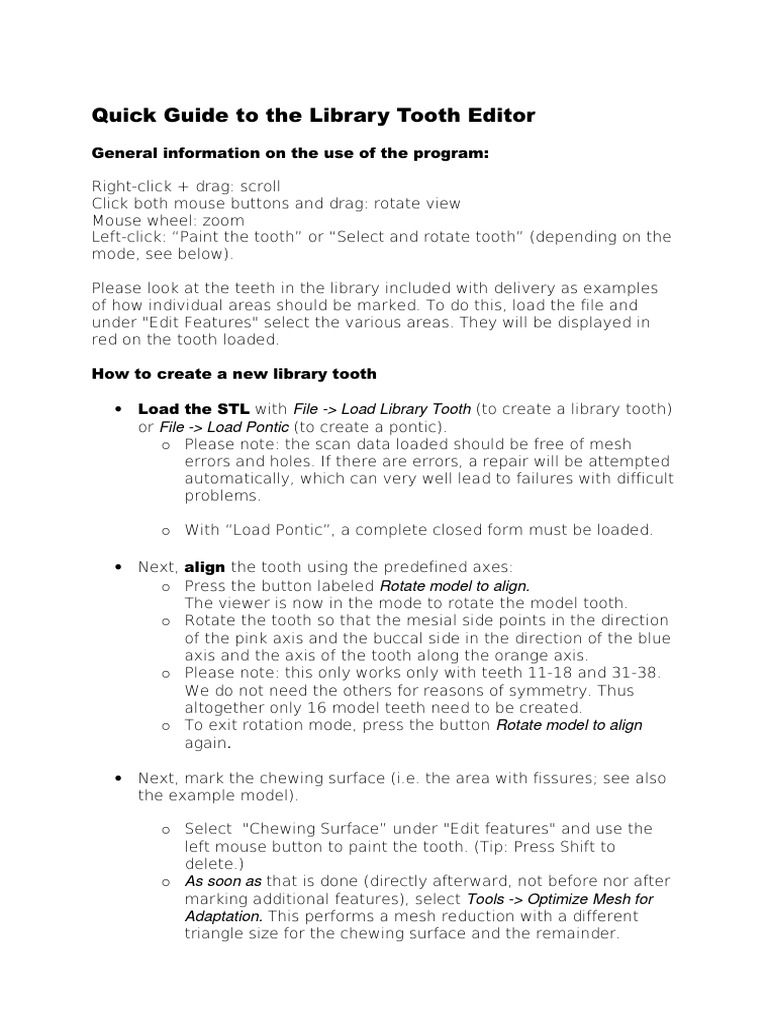 Exocad Guide ToothLibraryModelEditor | PDF