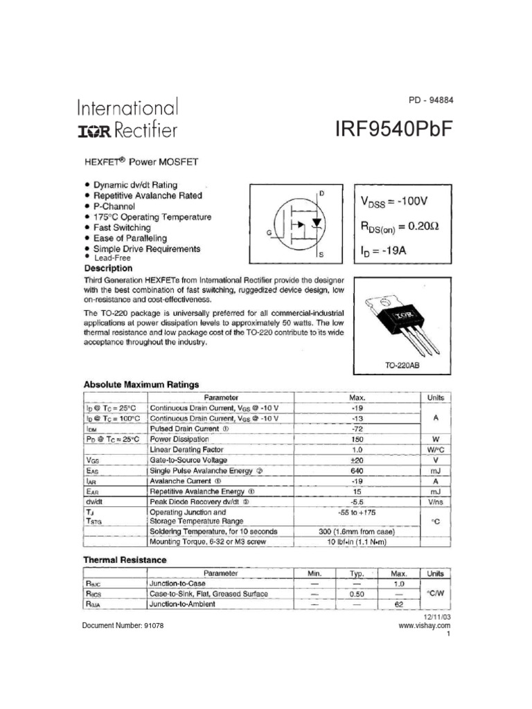 Irf 9540 Tip | PDF | Trademark | Private Law