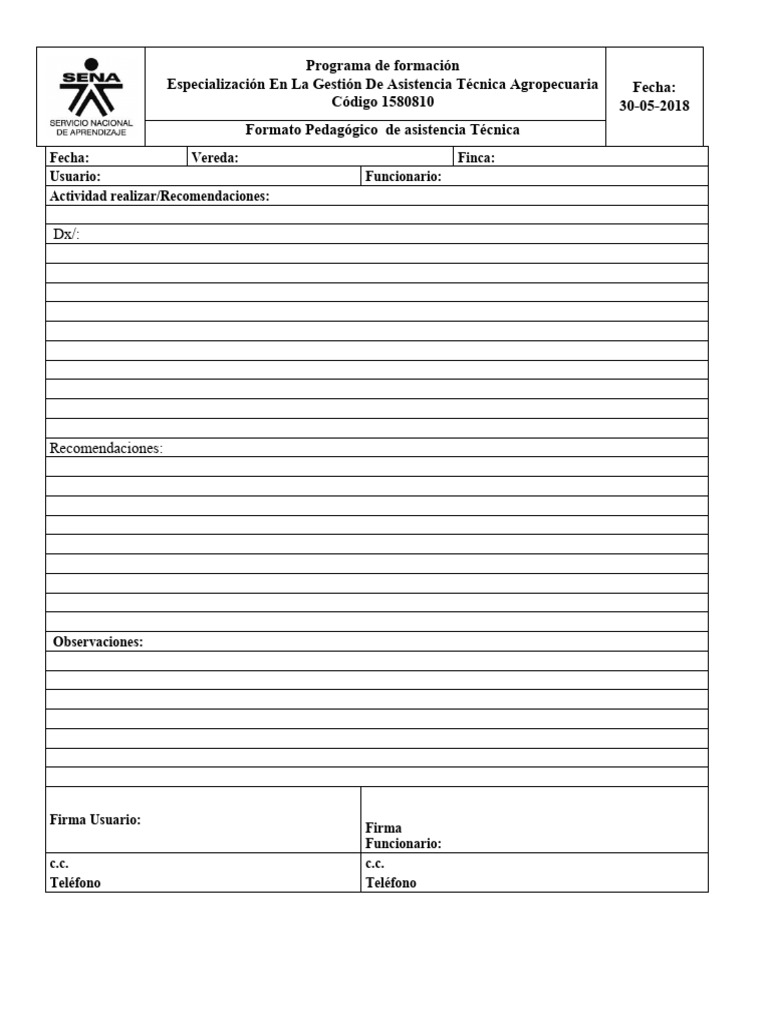 1251-F-GDR-02-V1 Formato Asistencia Tecnica | PDF