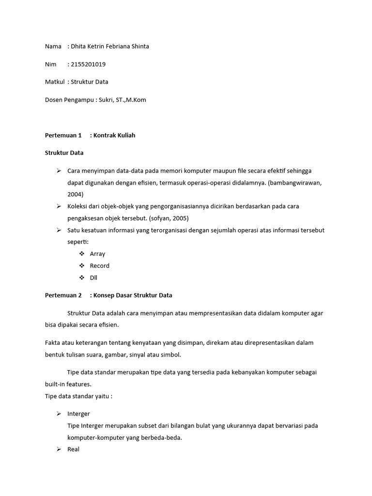Resume Struktur Data | PDF | Metode & Bahan Ajar | Komputer