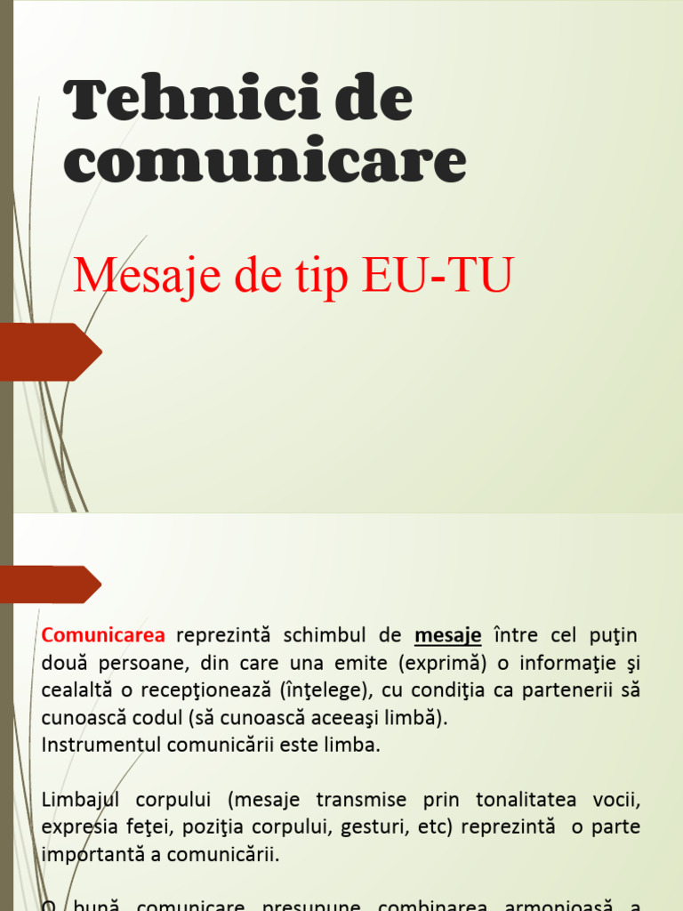 Tehnici de Comunicare | PDF