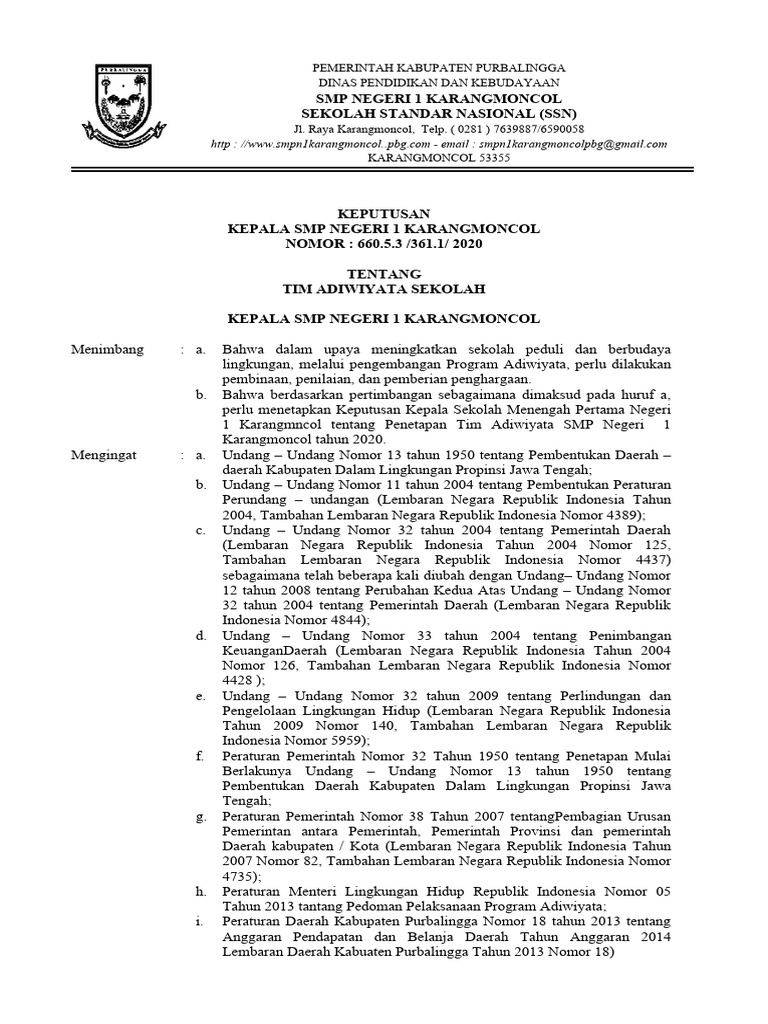 SK Tim Adiwiyata | PDF