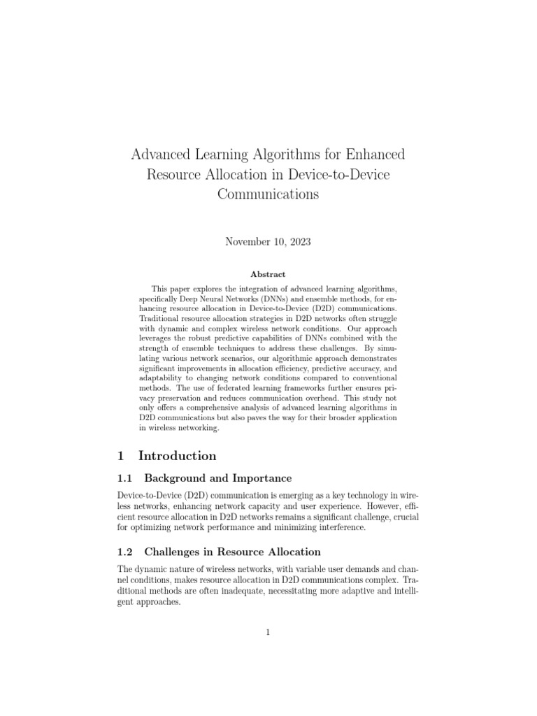 6 Advanced Learning Algorithms for Enhanced | PDF