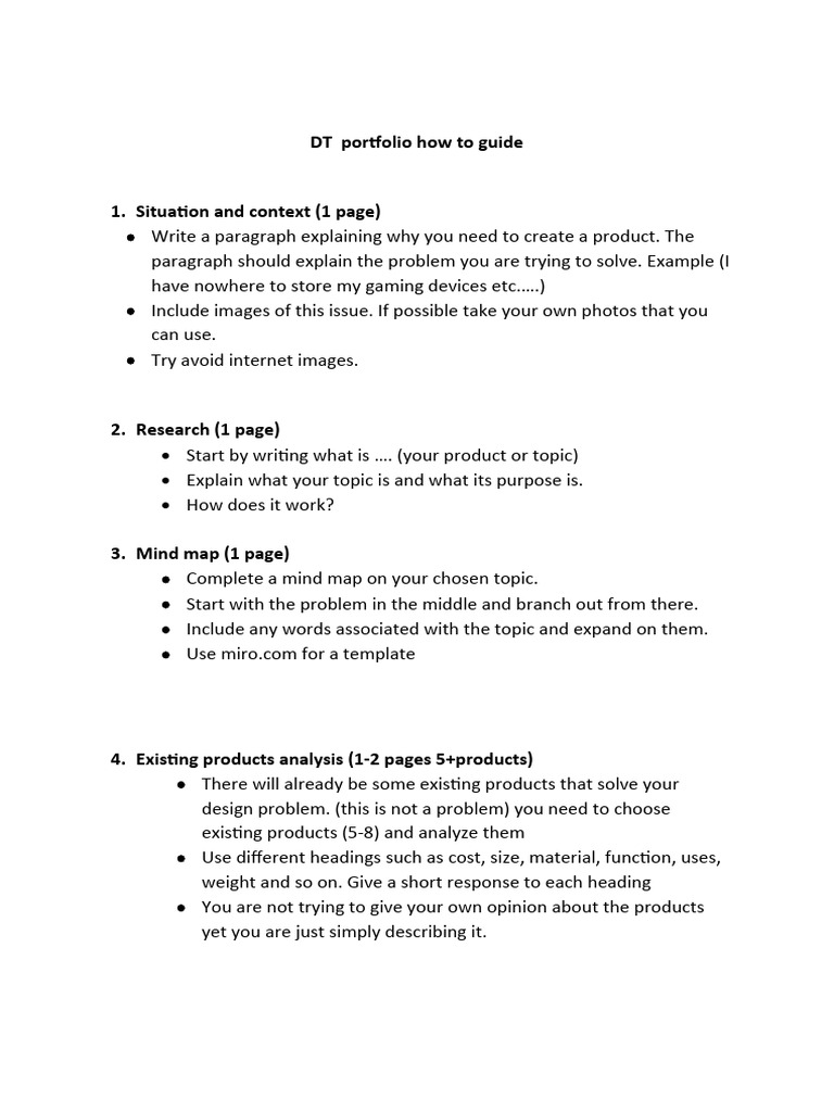 design and technology cambridge portfolio guide | PDF