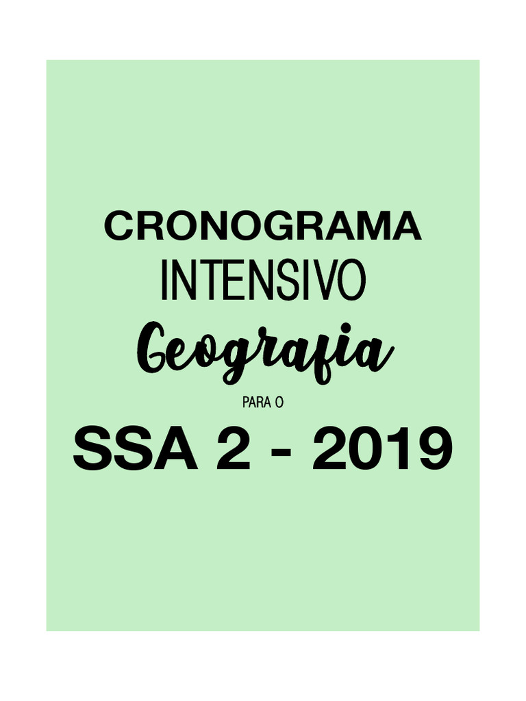 Cronograma Intensivo SSA 2 - 2019 2 | PDF