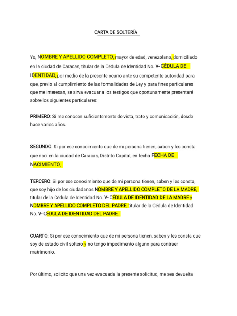 Carta de Soltería (1) | PDF