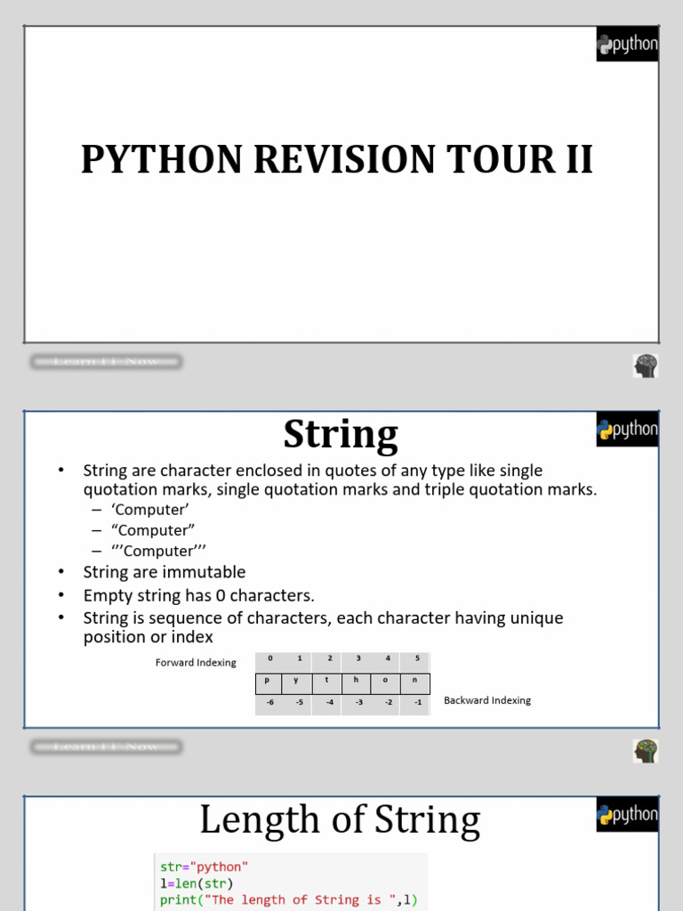 PYTHON Revision PPT Part 2 | PDF | String (Computer Science) | Computer ...