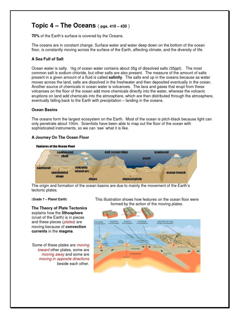 Topic 4 the Oceans | PDF