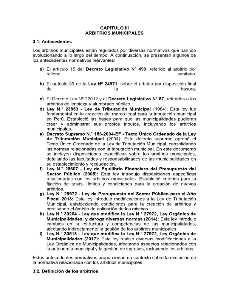 CAPITULO III - Arbitrios Parte1 | PDF | Pagos | Cuota