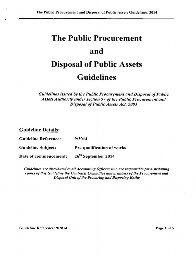 2014 Public Procurement Pre-Qualification Guidelines | PDF ...
