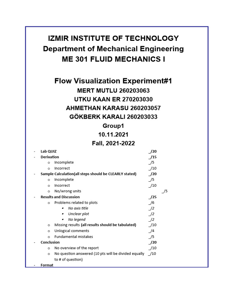 ME301 LabReport Exp1 Group1 | PDF