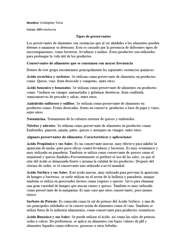 Tipos de Preservantes | PDF