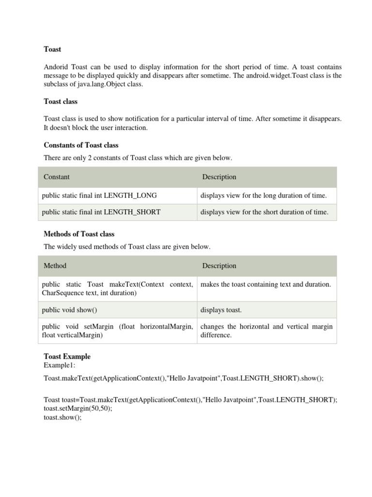 Toast | PDF | Android (Operating System) | Computer Engineering