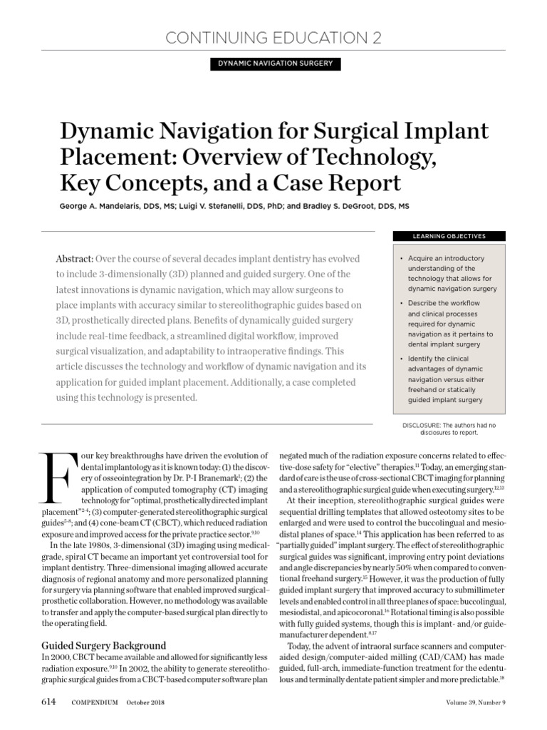 Dynamic Navigation For Surgical Implant Placement: Overview of ...