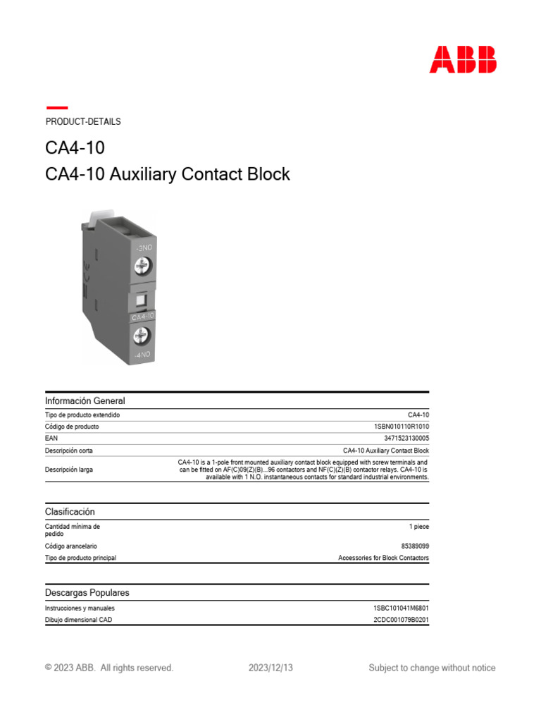 1SBN010110R1010 Ca4 10 | PDF