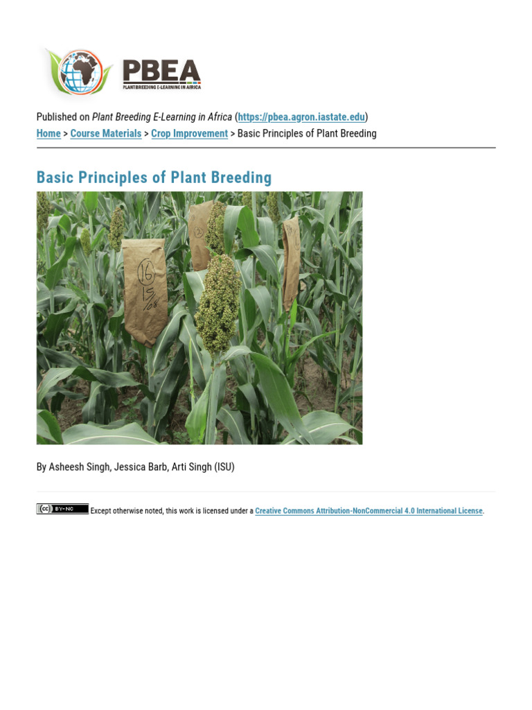 Basic Principles of Plant Breeding | PDF