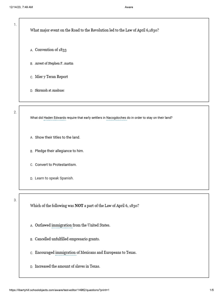 Unit 6 Eduphoria Assessment | PDF