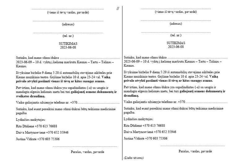 Sutikimas Del Isvykos I Estija | PDF