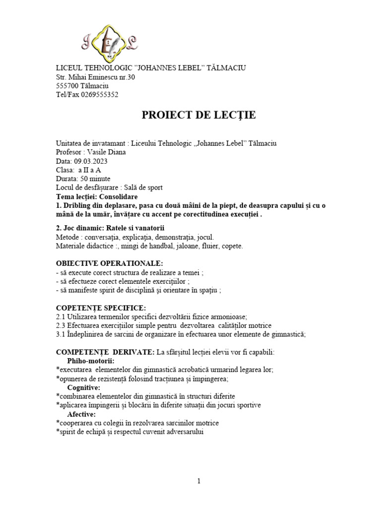 Plan - de - Lectie - II - A - Diana 2 | PDF