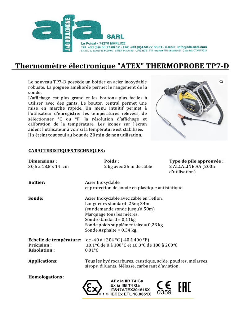 Thermoprobe TP7 D 1 | PDF