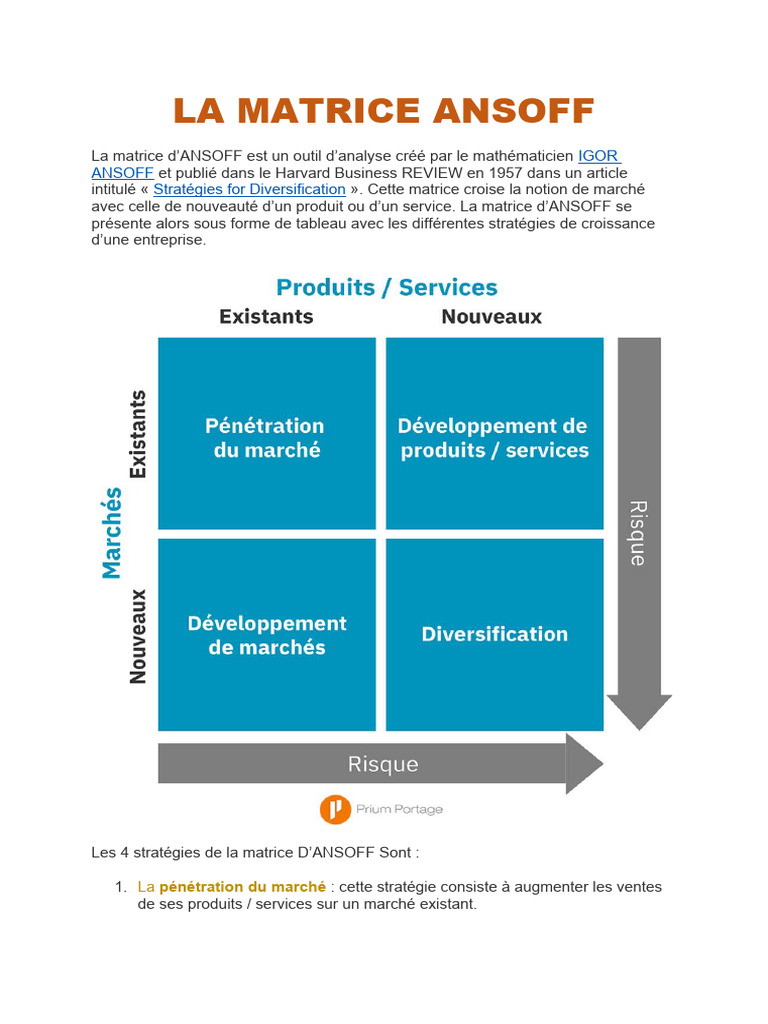 La Matrice Ansoff | PDF