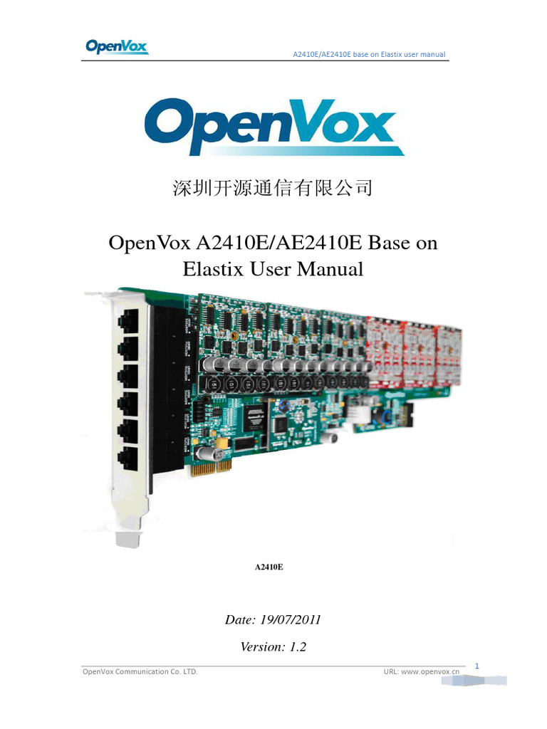 Elastix Setup Guide for A2410E Cards | PDF