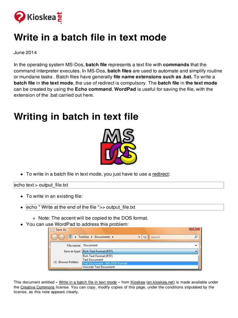 Create Batch Files in Text Mode | PDF | Computers