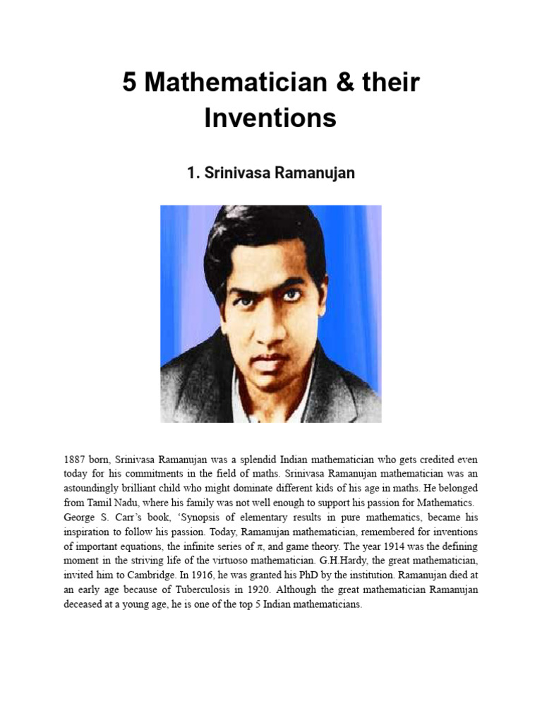 5 Mathematician & Their Inventions | PDF