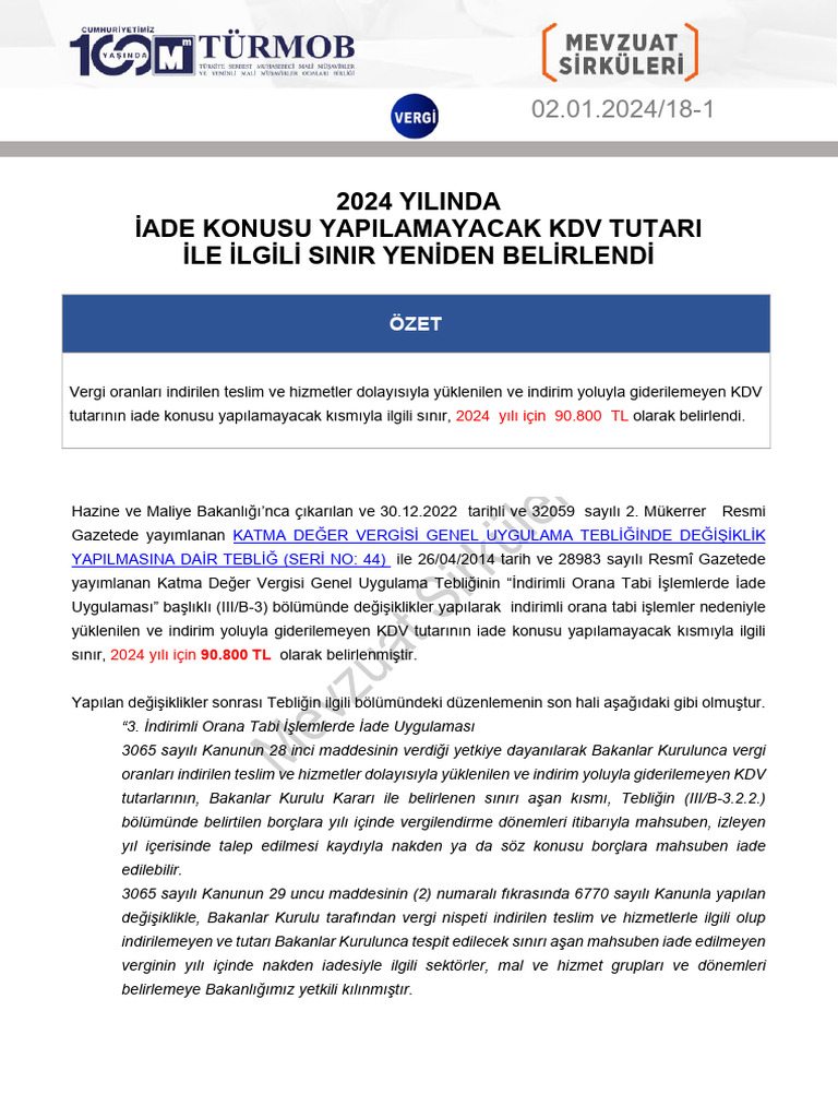 KDV İade Siniri 2024 | PDF