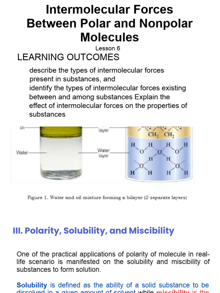 PHYSCI Lesson 6 | PDF | Chemical Polarity | Intermolecular Force