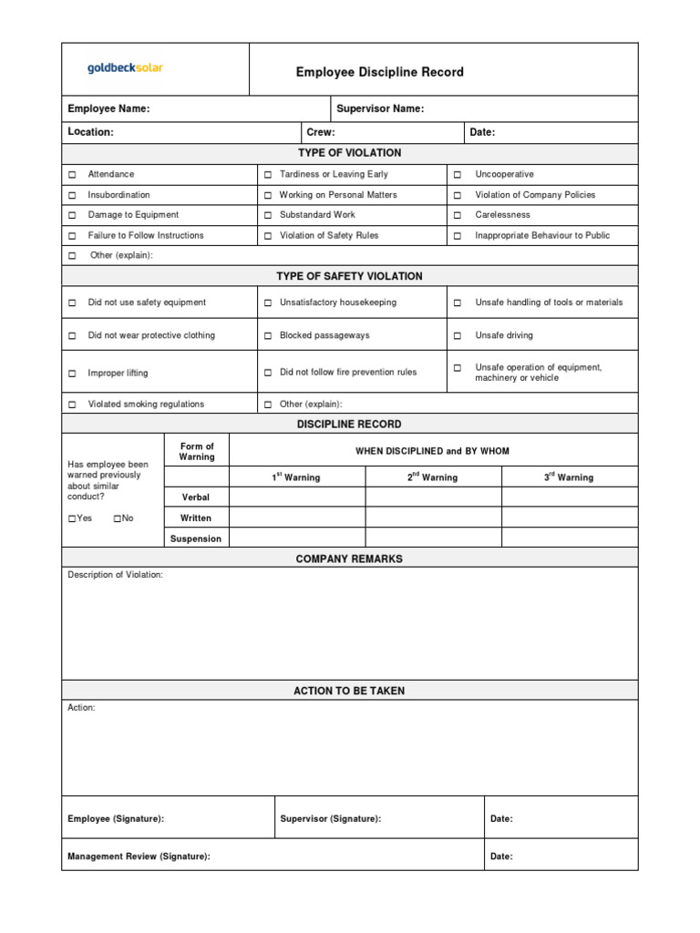 Employee Discipline Record | PDF