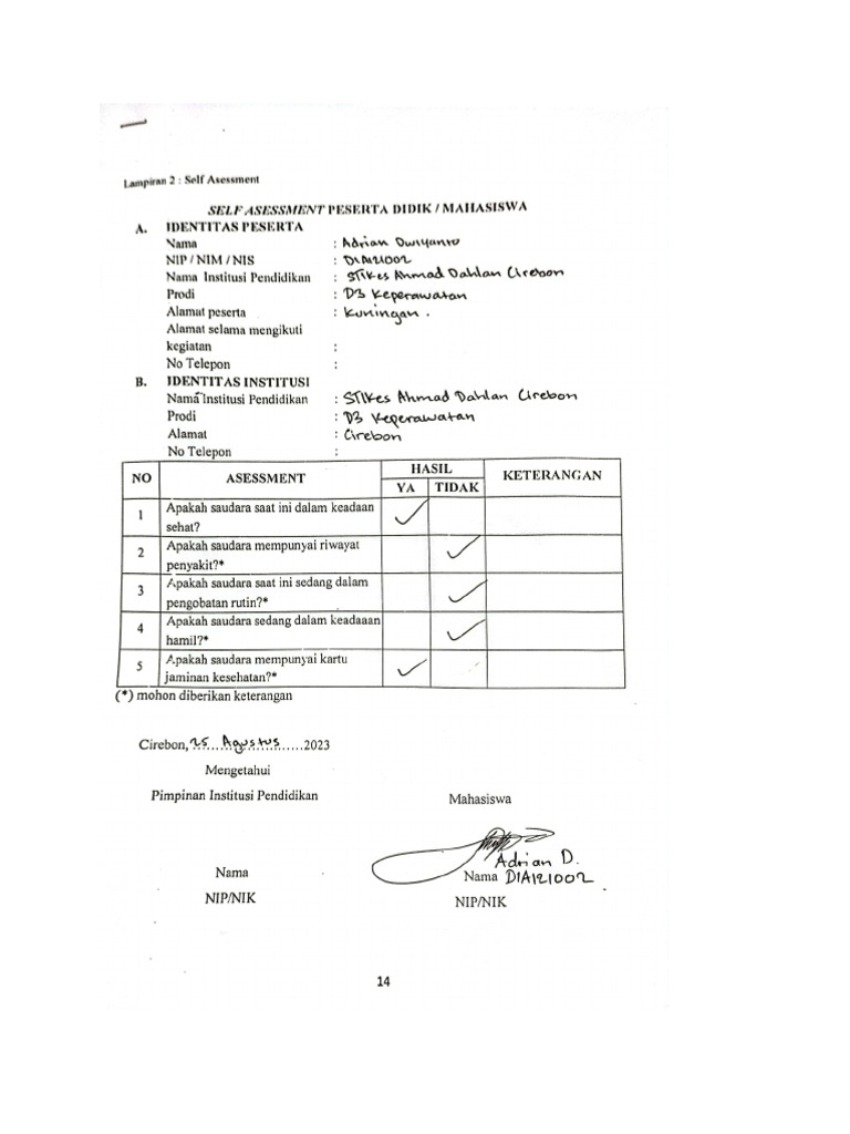 Self Assessment | PDF