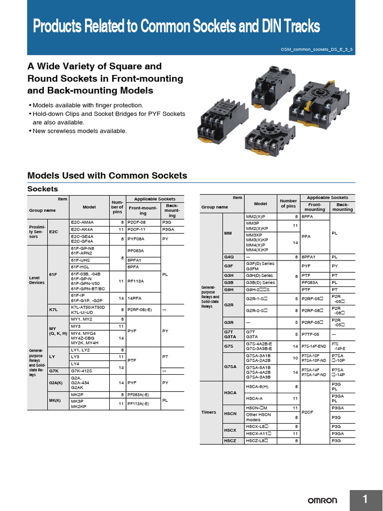 Omron Socket Relay Catalog | PDF