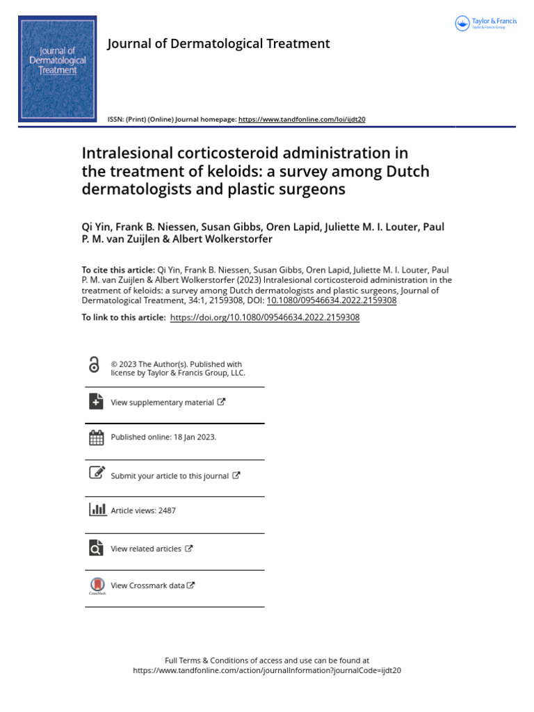 Intralesional Corticosteroid Administration in The Treatment of Keloids ...
