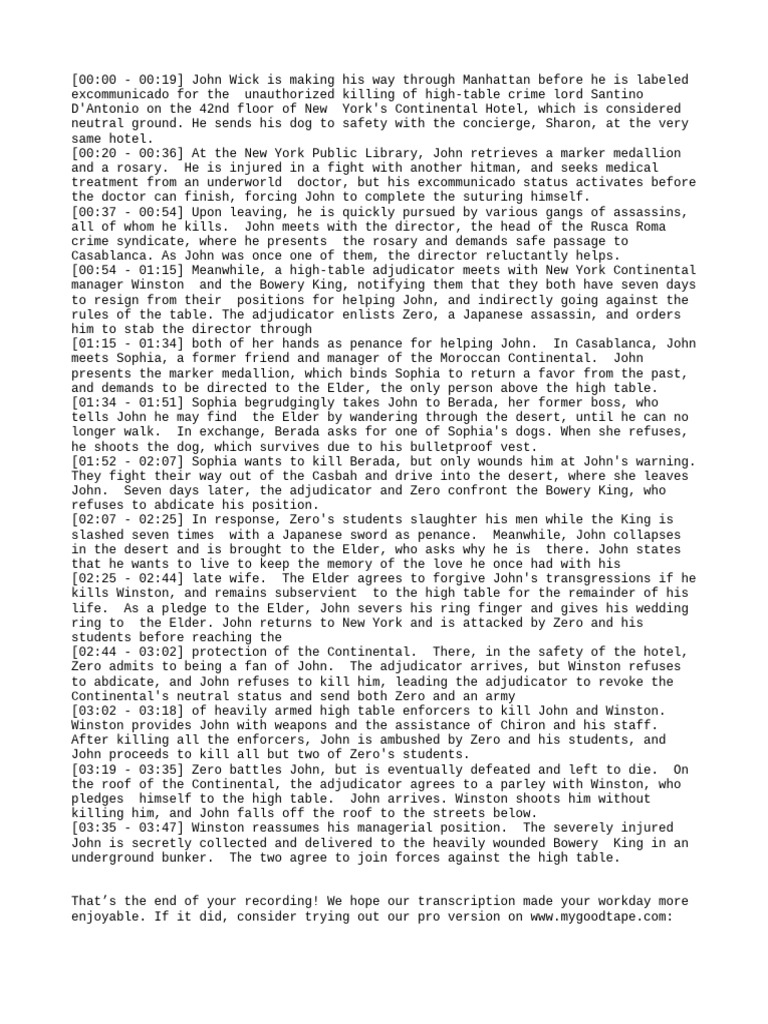 John Wick Chapter 3 In Minutes Pdf