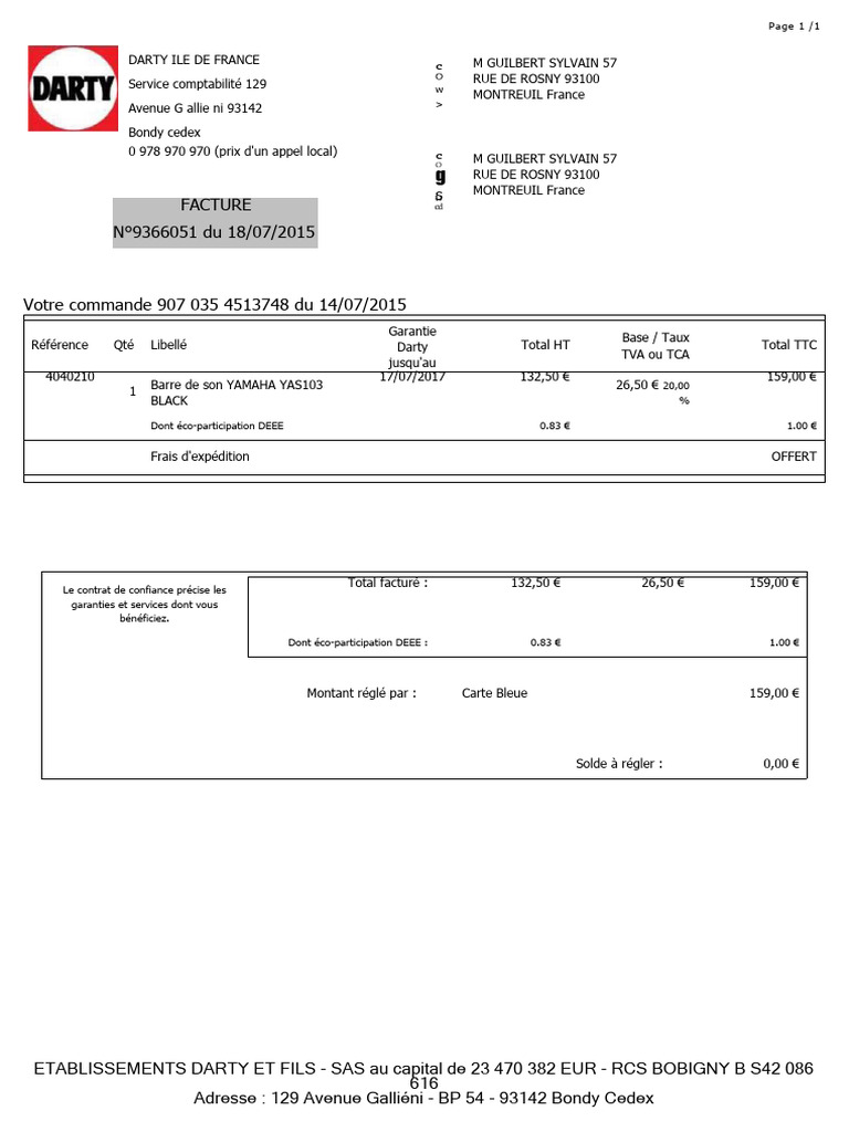 Preview Fact Barre Yamaha Darty 1 1.ocr | PDF