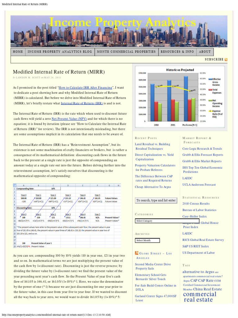 Modified Internal Rate of Return (MIRR) | PDF