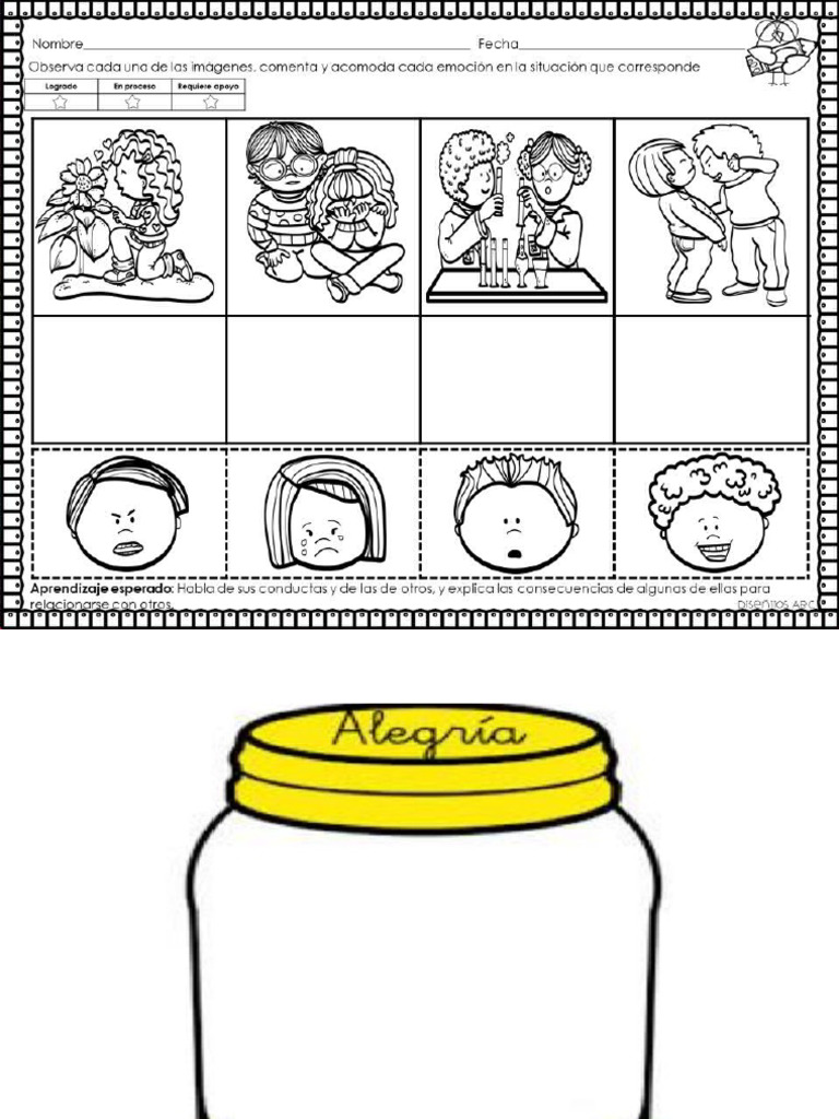 HOJAS DE TRABAJO MIS EMOCIONES Kinder Hèroe | PDF