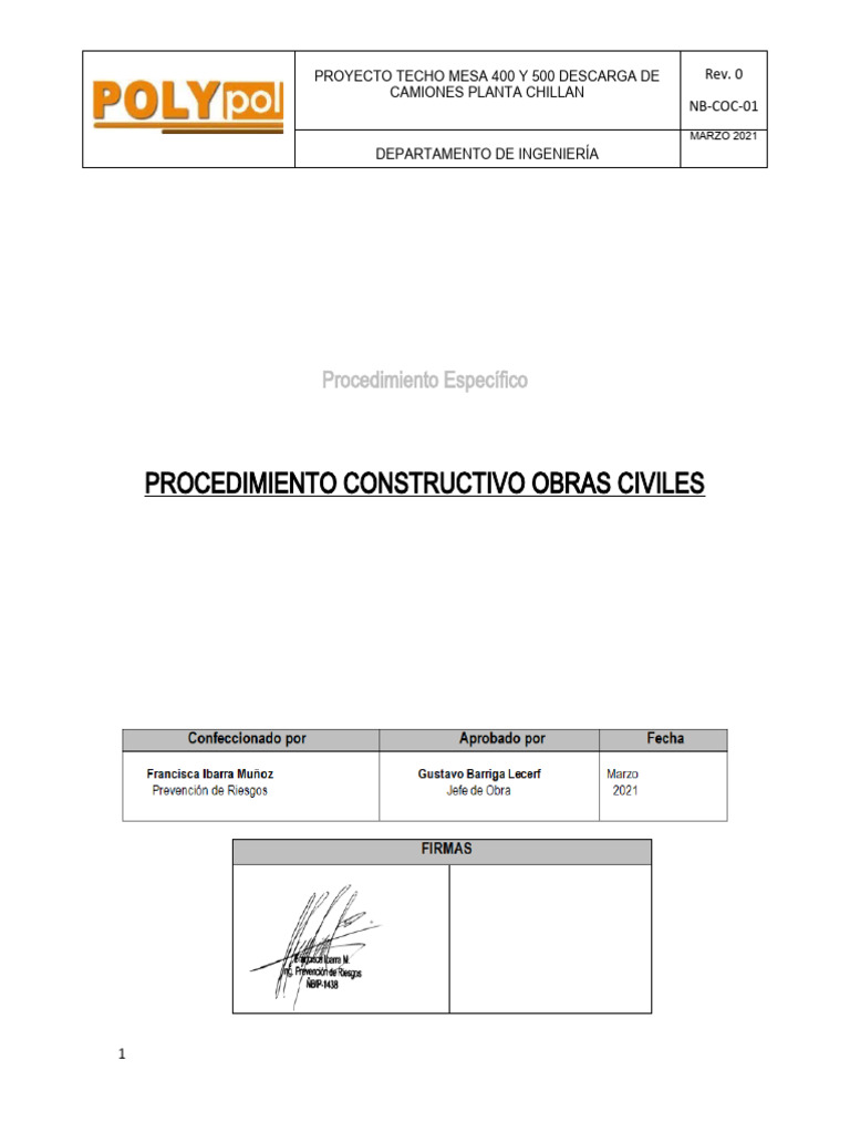 Manual de Procedimiento Constructivo Obras Civiles | PDF