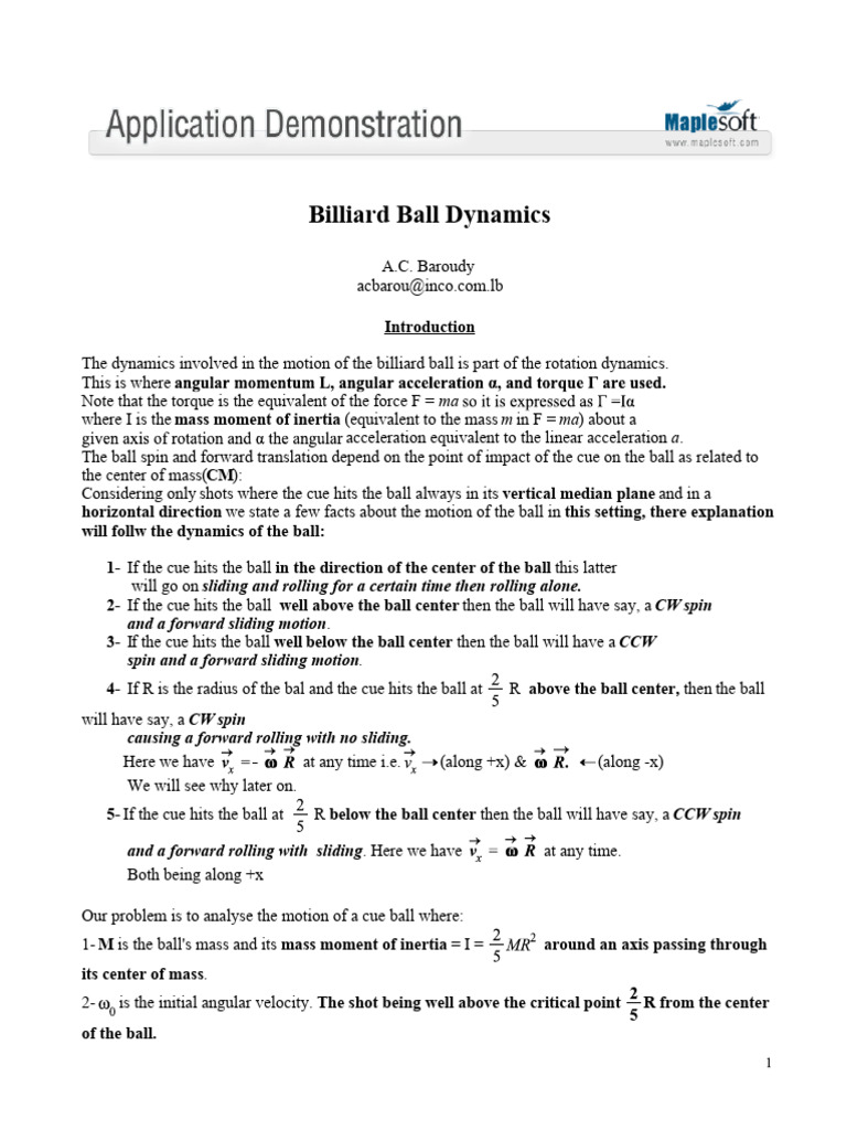 Billiard Ball Dynamics_2[1] | PDF