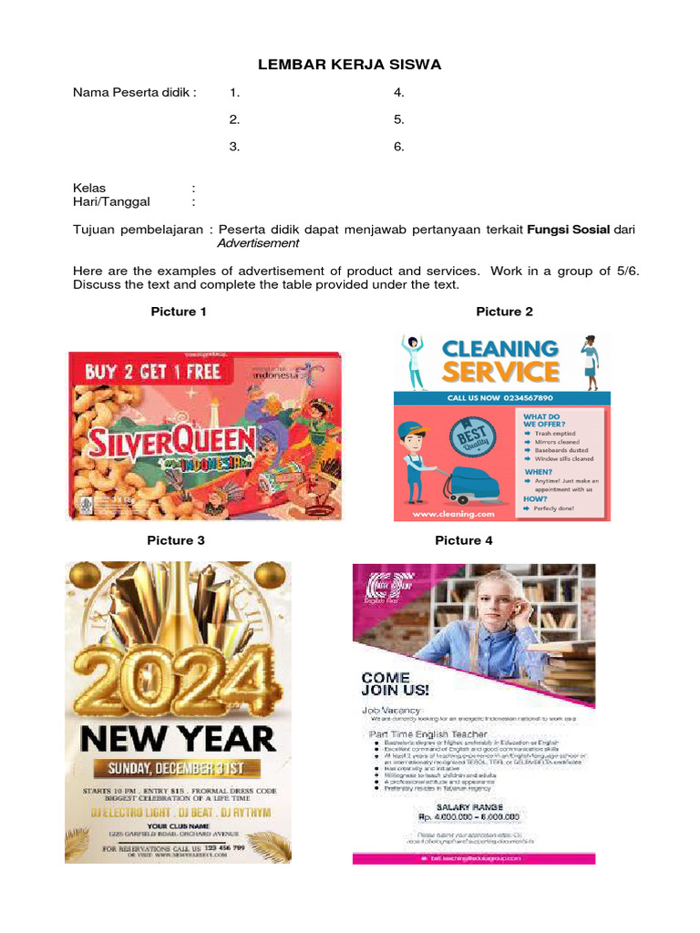 Worksheet of Advertisement | PDF