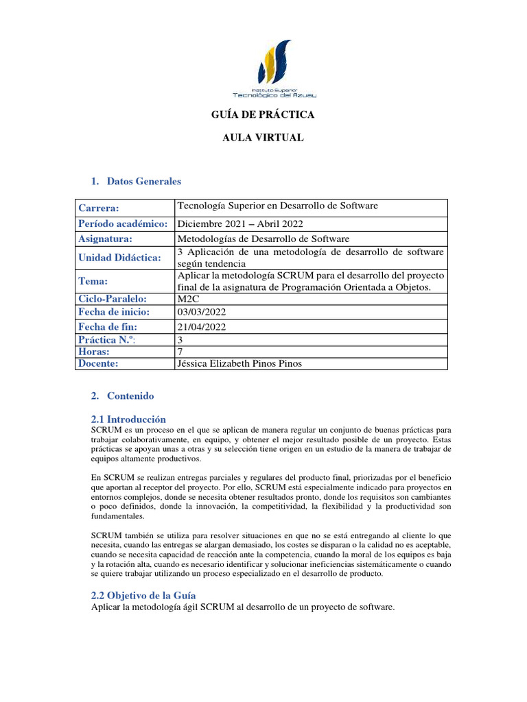 MDS02 M2C Guia3 | PDF | Scrum (desarrollo de software) | Software