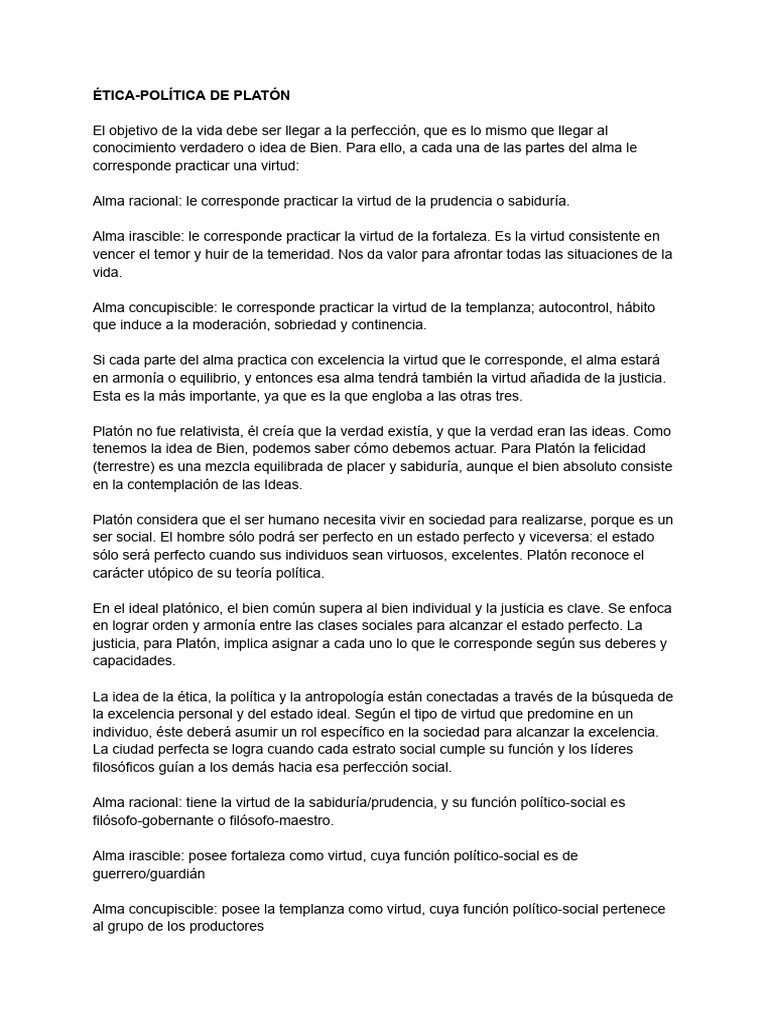 Ética-Política de Platón | PDF | Política