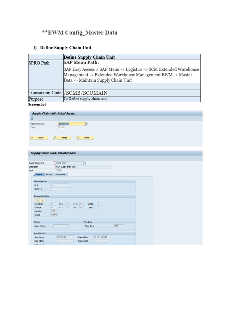 EWM Master Data Configuration Guide | PDF